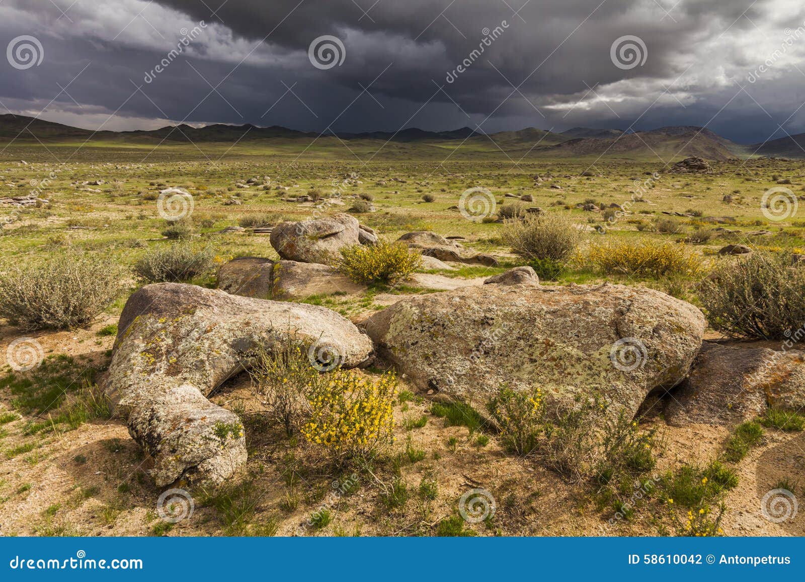 Dramatic Landscape with Rain Clouds Over the Valley Stock Photo - Image ...