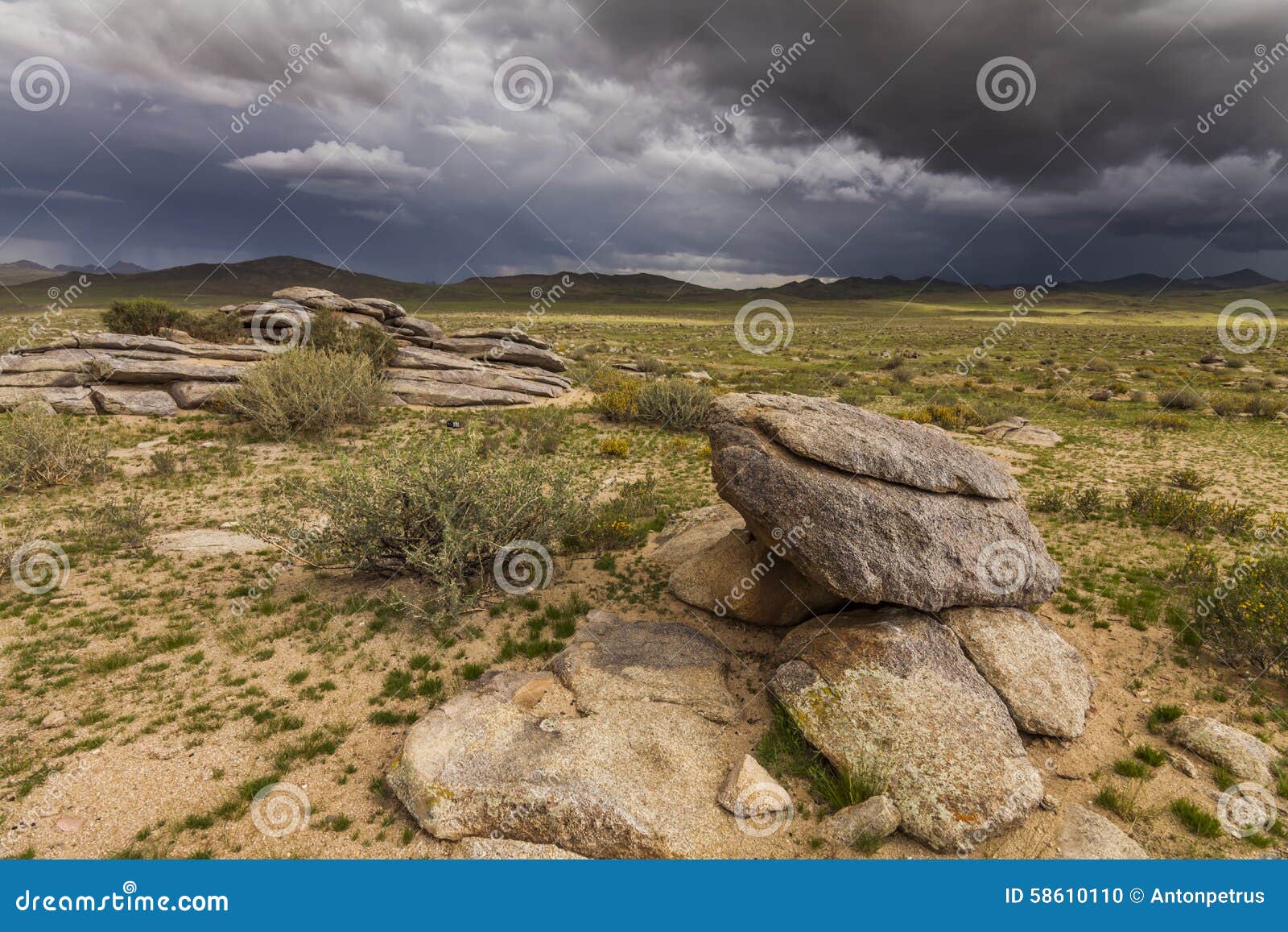 Dramatic Landscape with Rain Clouds Over the Valley Stock Photo - Image ...