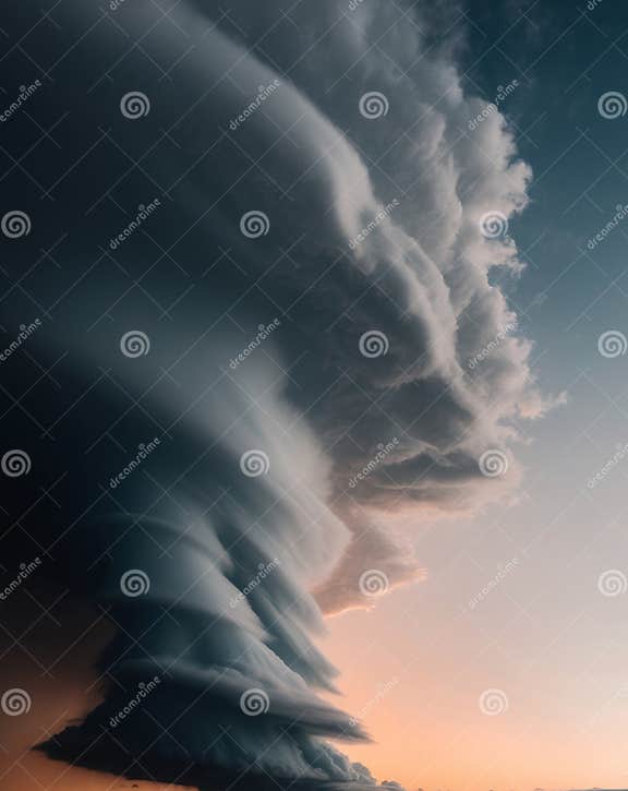 Dramatic Landscape with Stormy Clouds and Twilight Sky. Stock Image ...