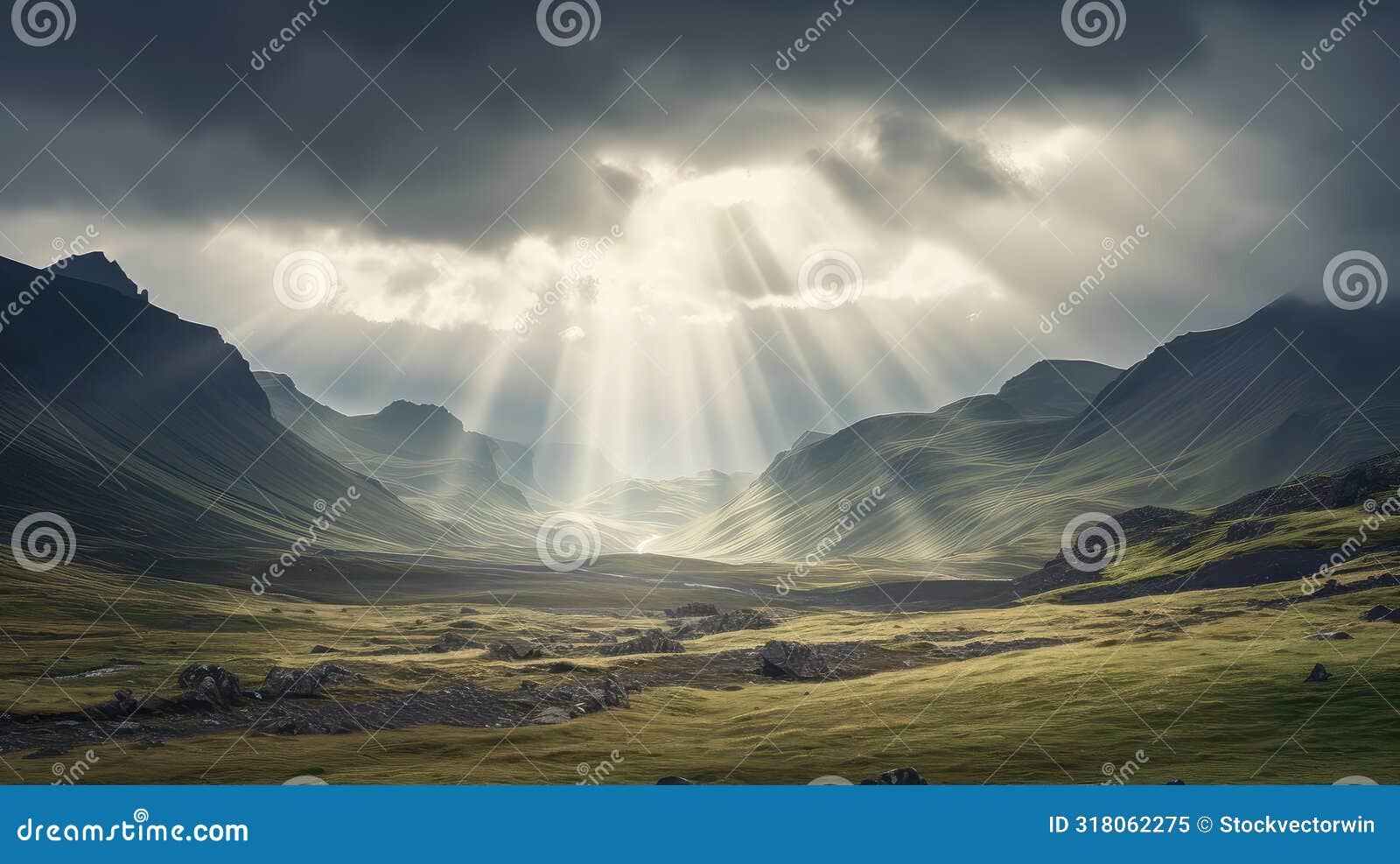 Dramatic Light Coming through Clouds Stock Illustration - Illustration ...