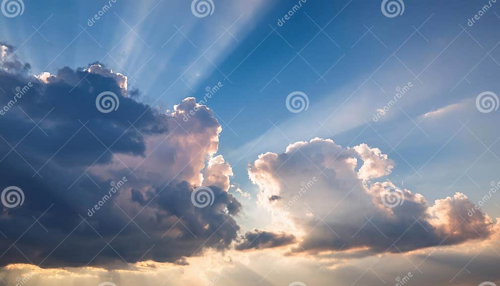 Dramatic Light Rays through Clouds Stock Illustration - Illustration of ...