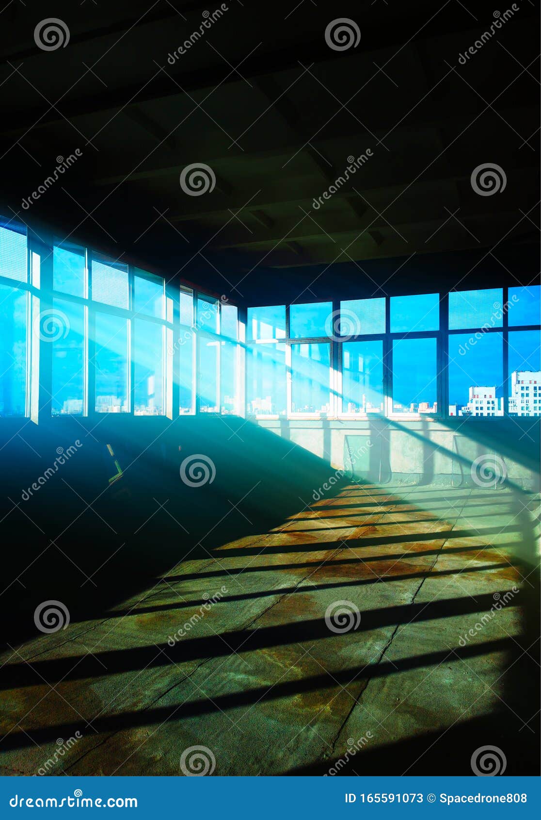 Dramatic Light Rays in Empty Room Prepared for Maintenance Backdrop ...