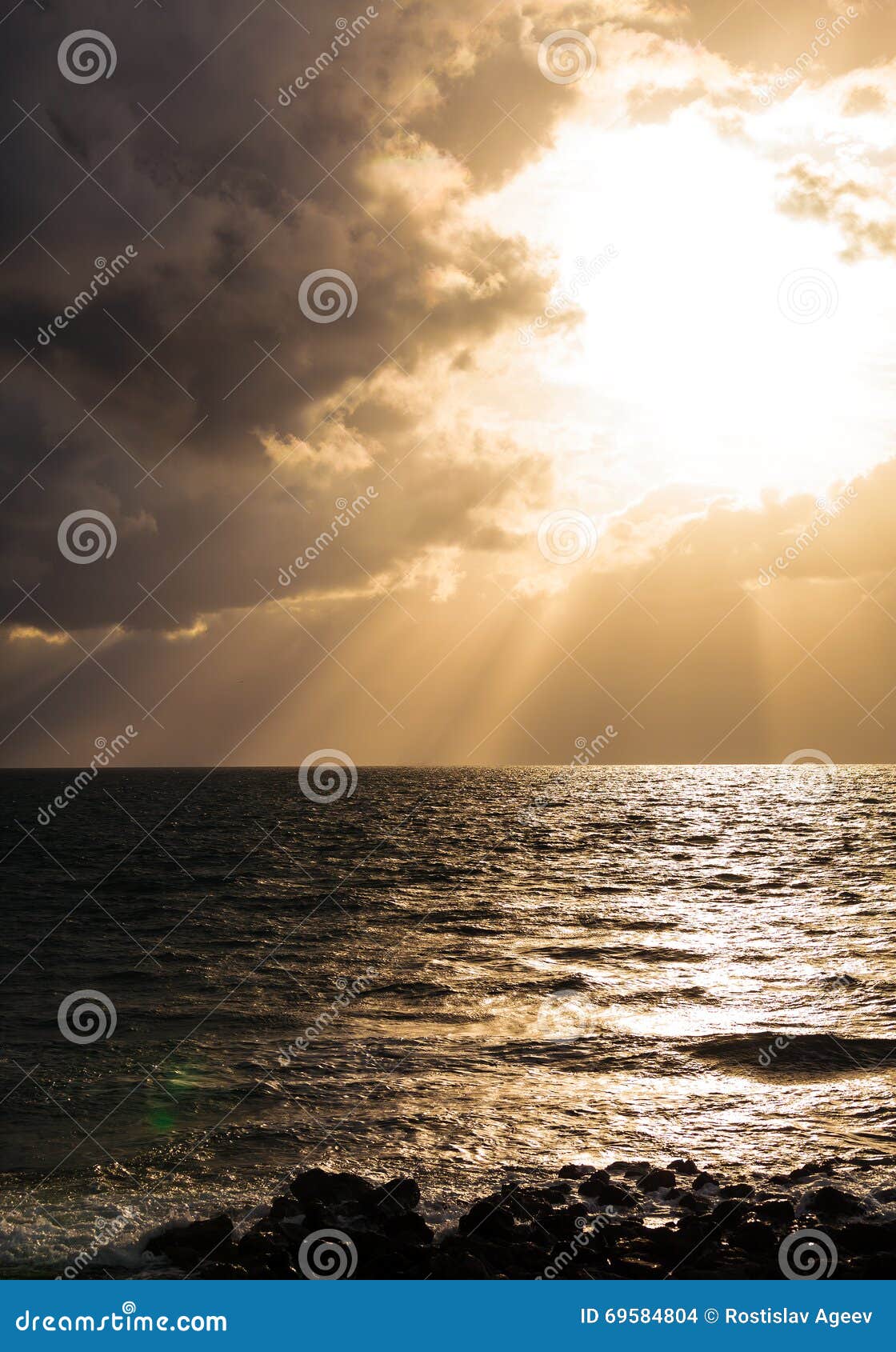 Dramatic Light with Sun Rays and Heavy Clouds Stock Photo - Image of ...