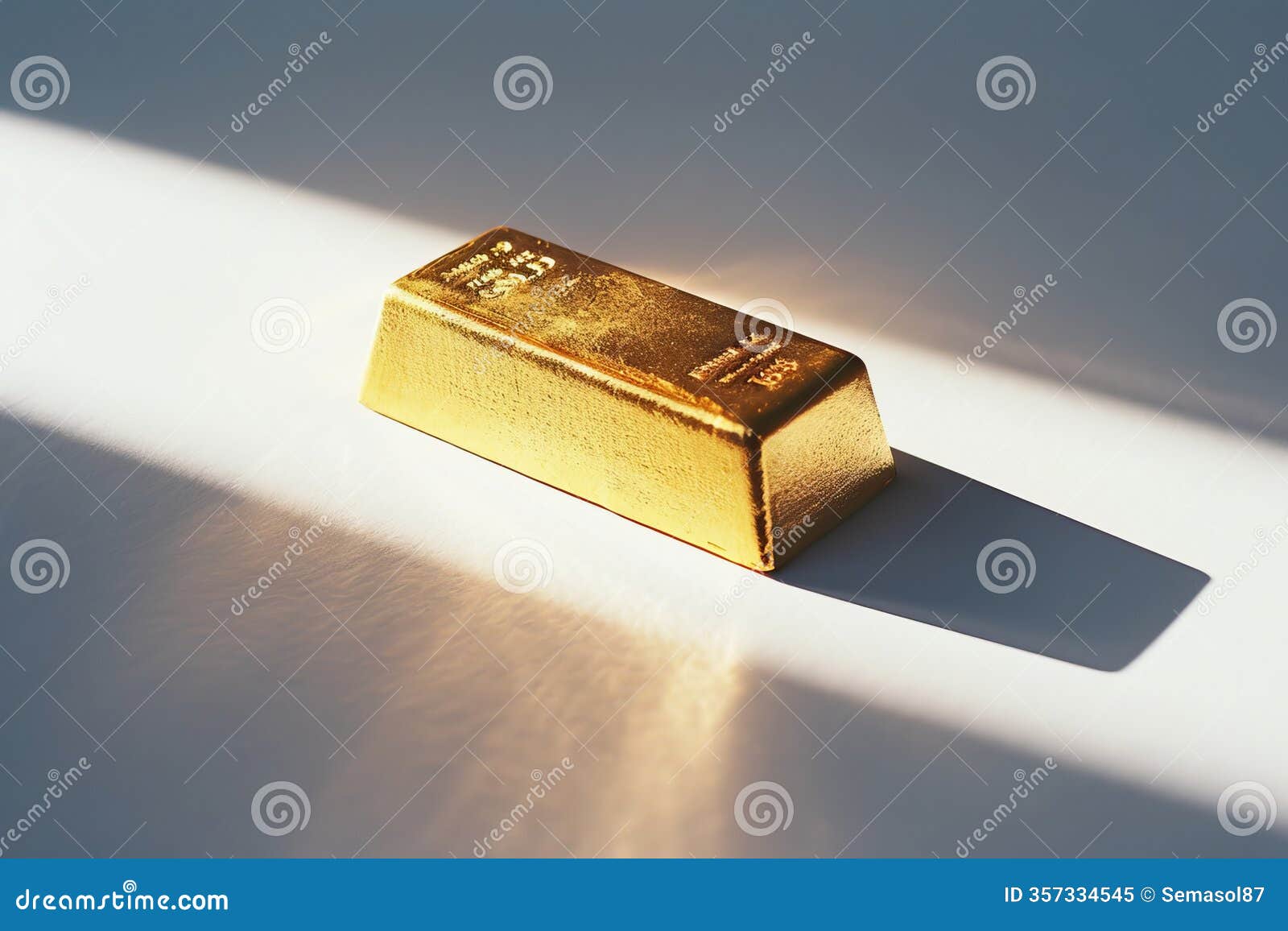 Dramatic Lighting on a Gold Ingot Illuminated One Side with Deep Shadow ...