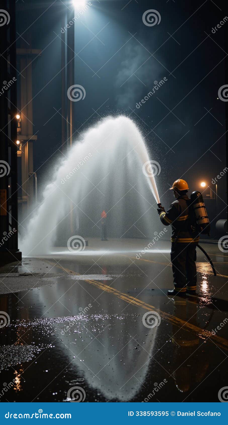 Dramatic Lighting Highlights an Intense Industrial Emergency Scene ...