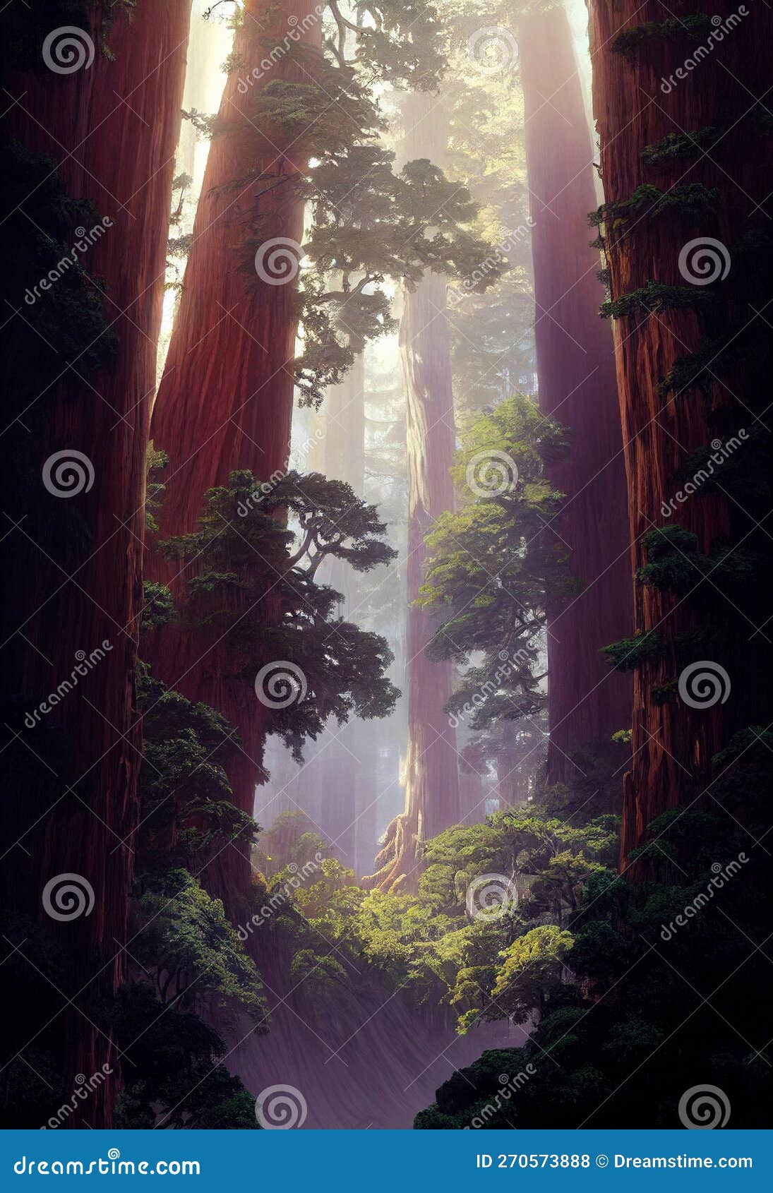 Dramatic Lighting when Looking Up at a Massive Redwood Tree Stock ...