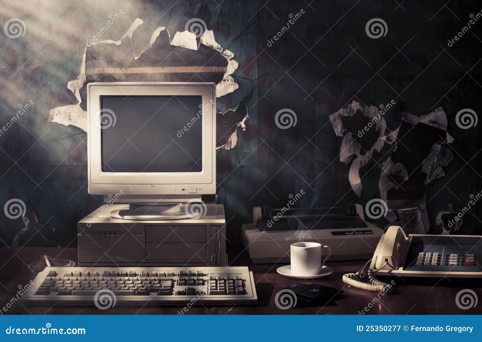 Dramatic Lighting of an Old Vintage Workspace Stock Image - Image of ...