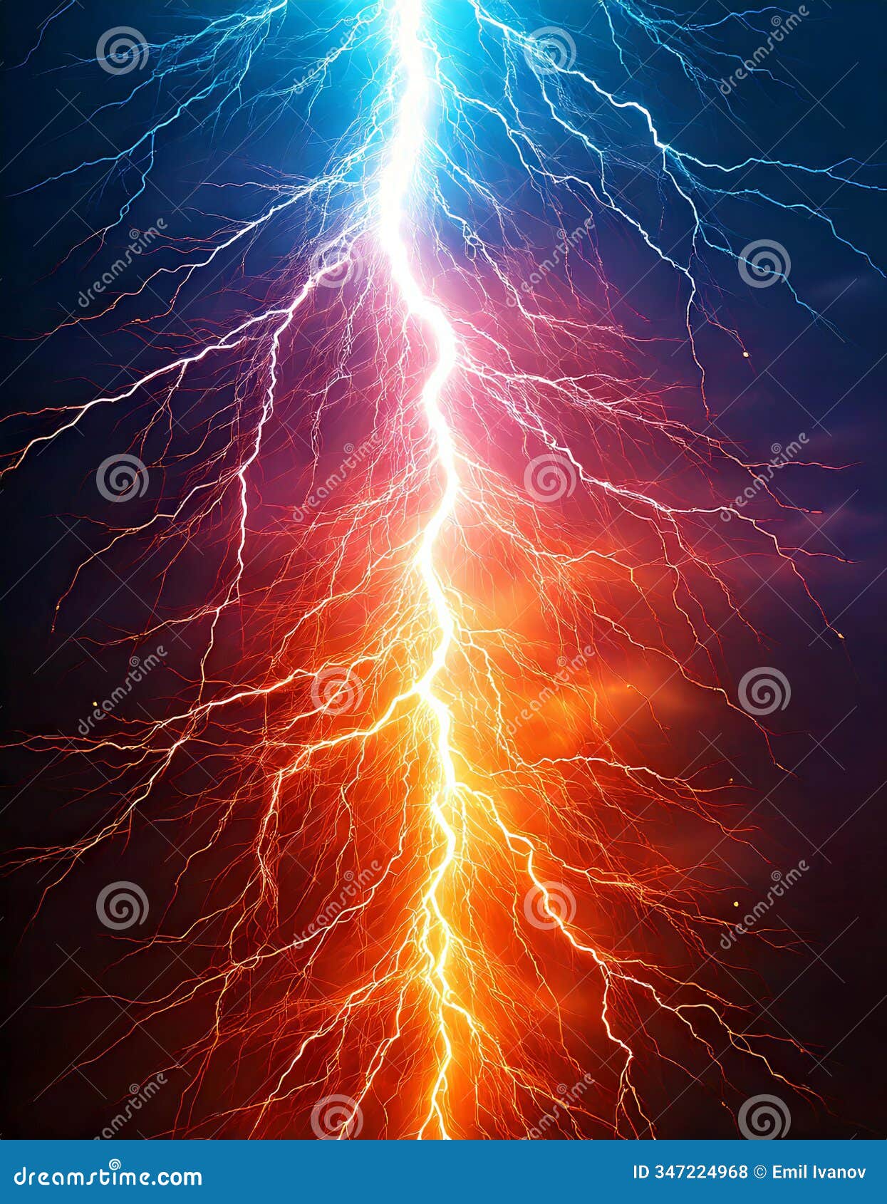 Dramatic Lightning Bolt Splitting the Night Sky, Creating a Stunning ...