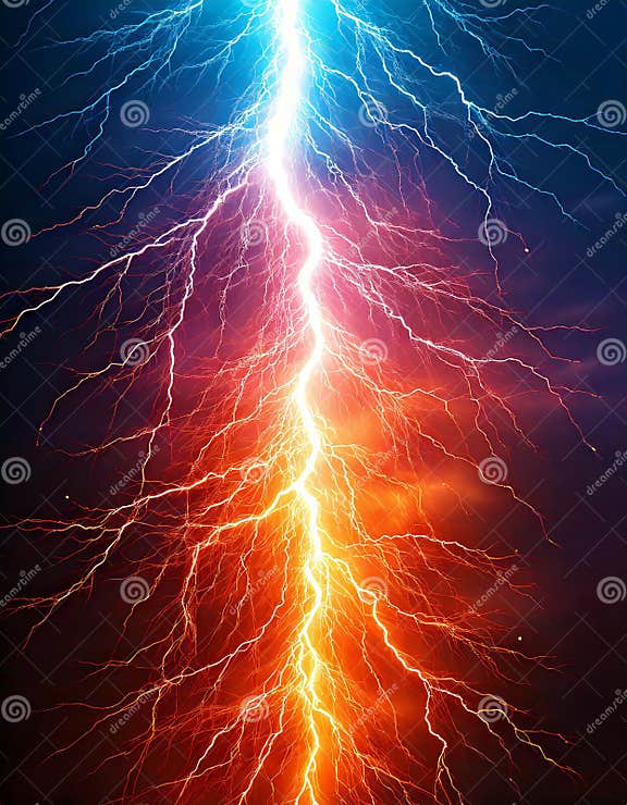 Dramatic Lightning Bolt Splitting the Night Sky, Creating a Stunning ...