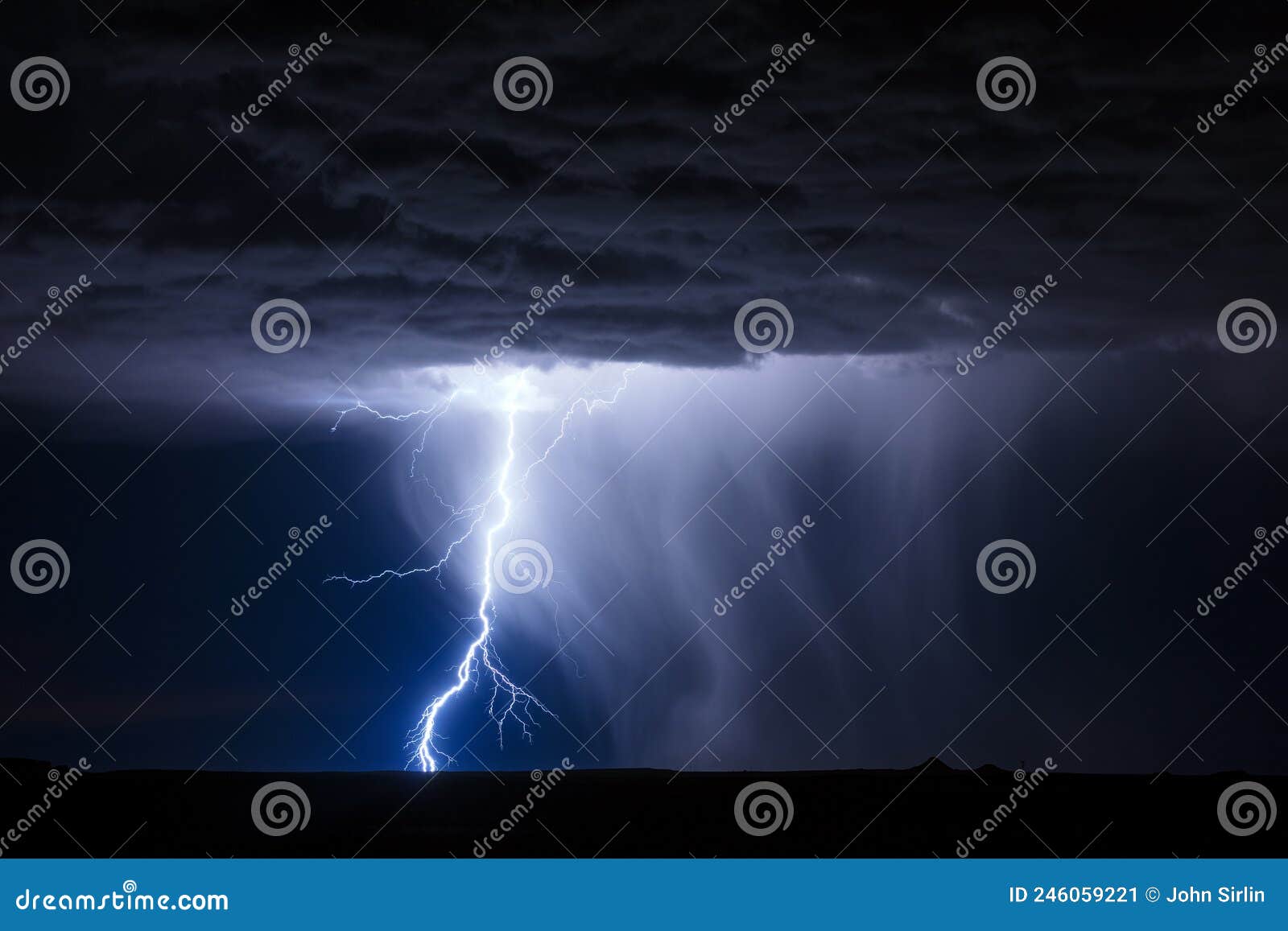 Dramatic Lightning Bolts In A Supercell Storm Sky Stock Photo ...