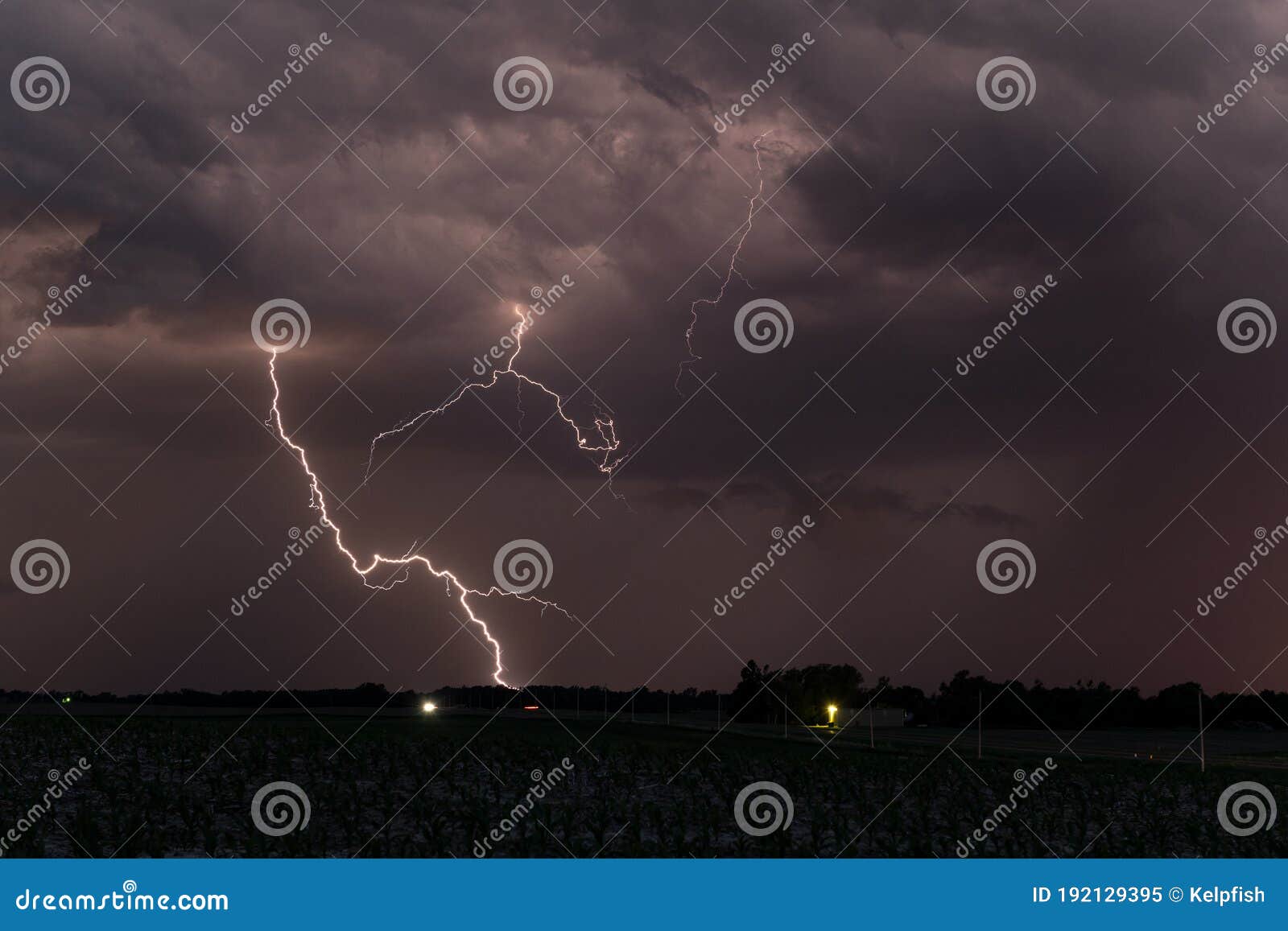 Dramatic Lightning at Night Stock Image - Image of plains, inclement ...