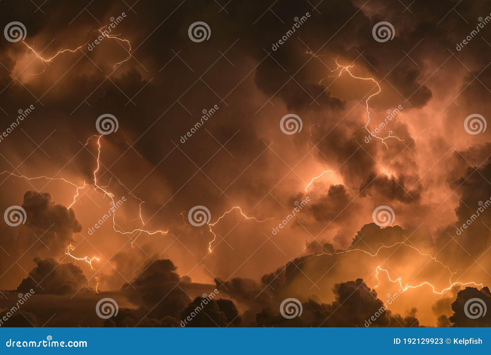 Dramatic Lightning at Night Stock Image - Image of horizon, dangerous ...