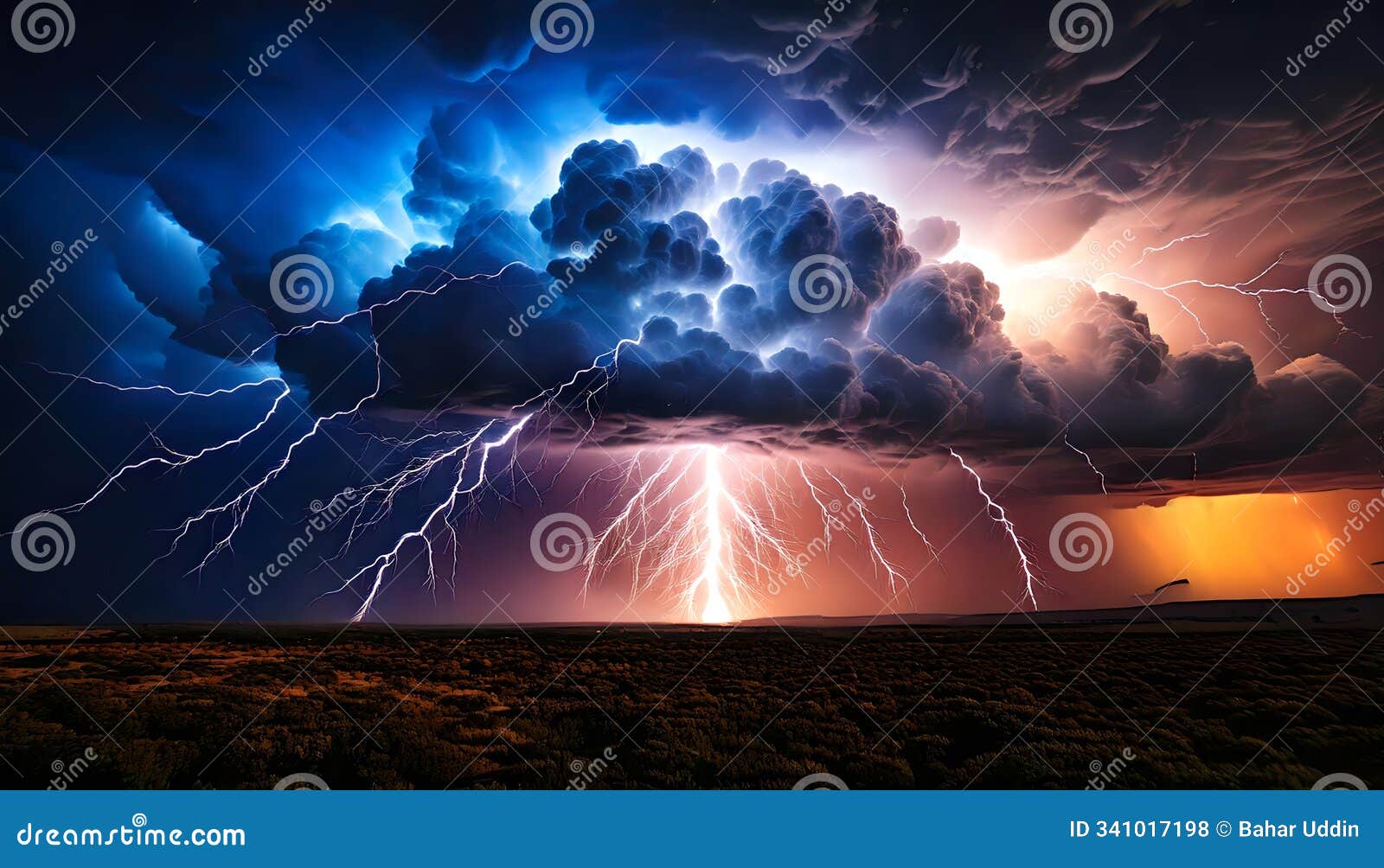 Dramatic Lightning Storm Clouds with Striking Bolts and Dark Sky for ...