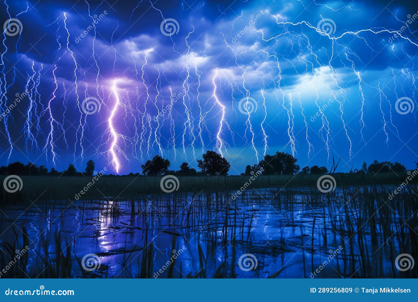 Dramatic lightning storm stock image. Image of powerful - 289256809