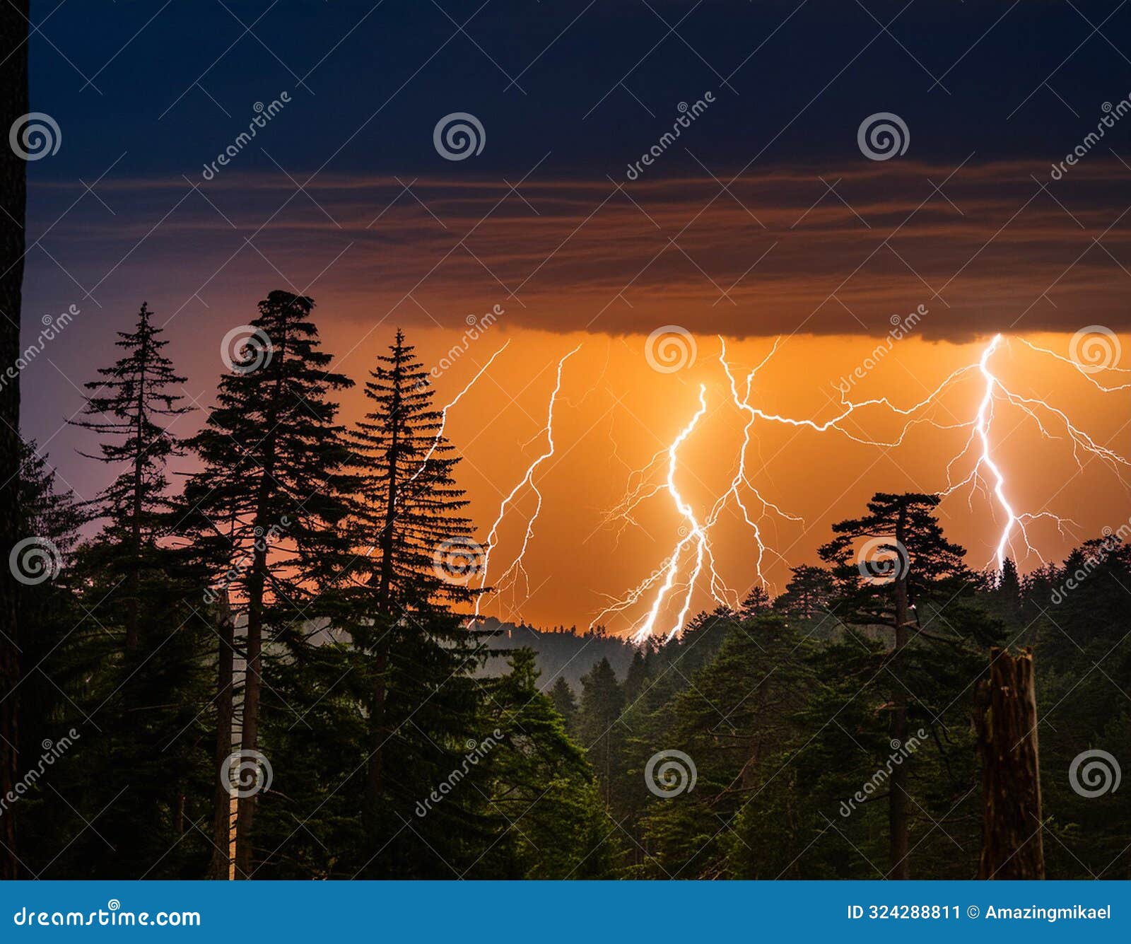 Dramatic Lightning Strike in Stormy Sky Stock Image - Image of ...