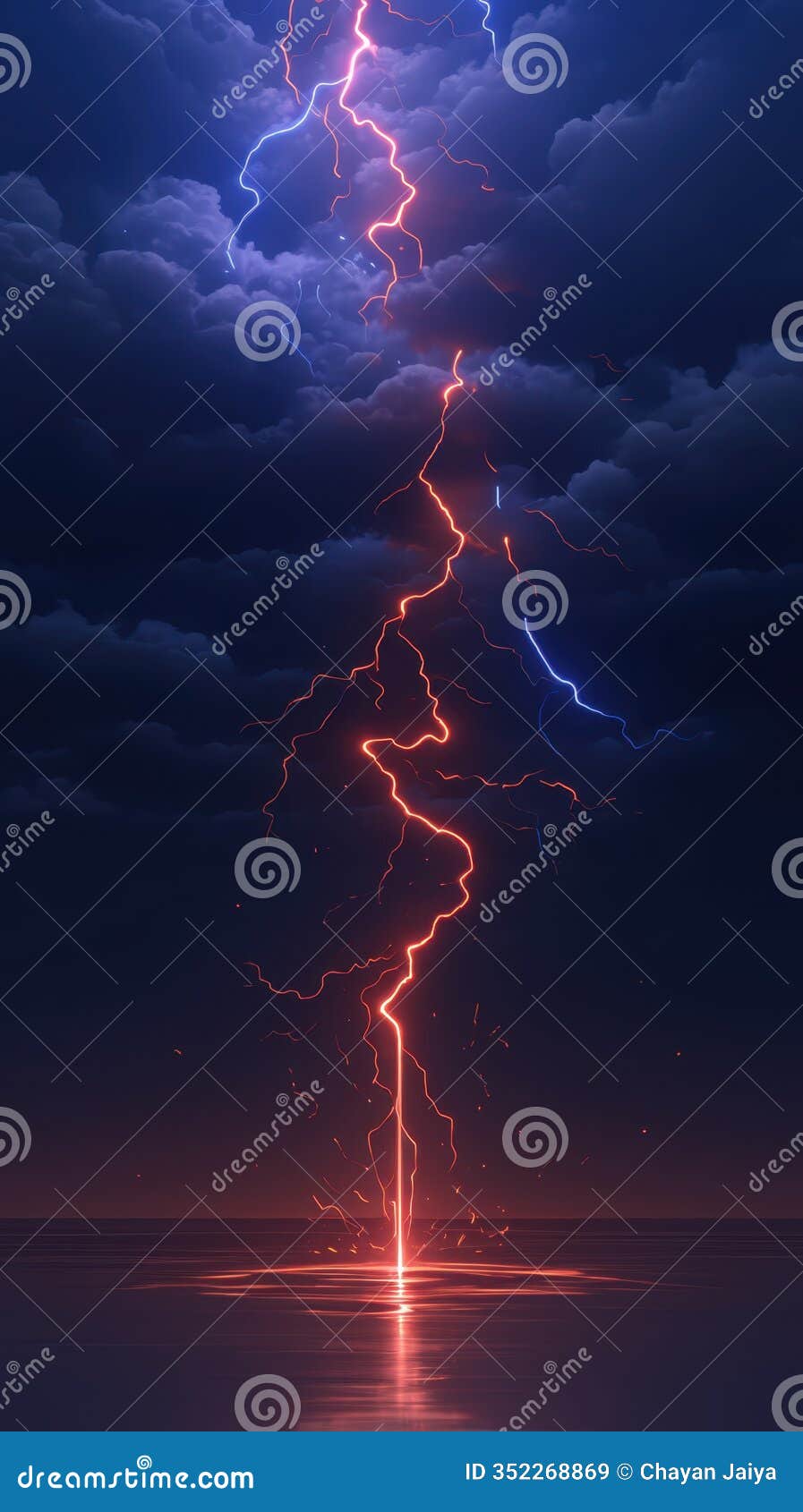 Dramatic Lightning Strike in Stormy Sky Stock Illustration ...