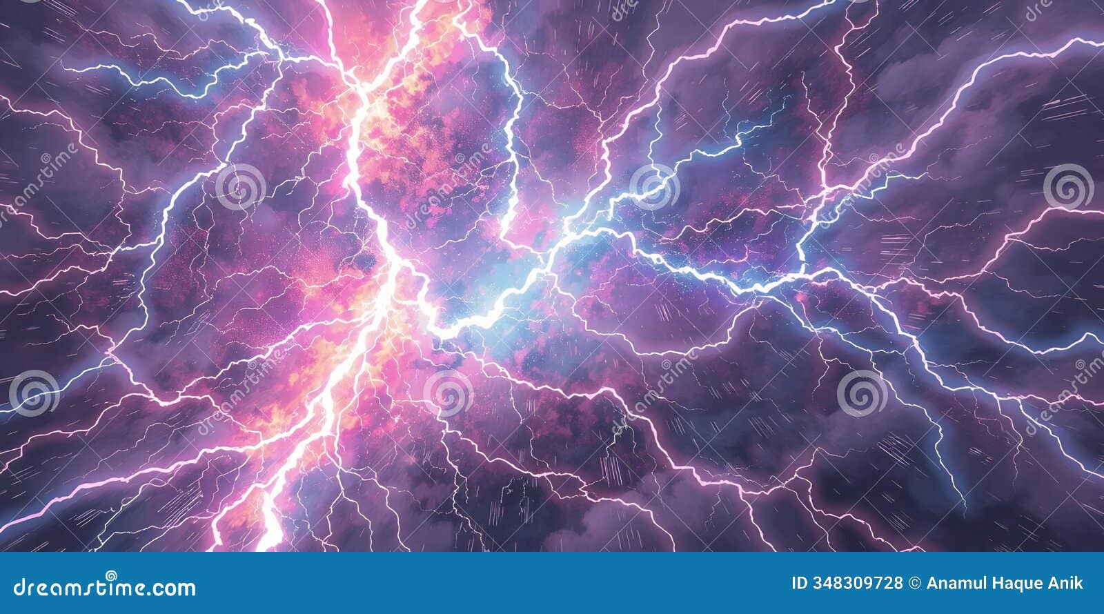 Dramatic Lightning Strikes in a Dark Sky Stock Illustration ...
