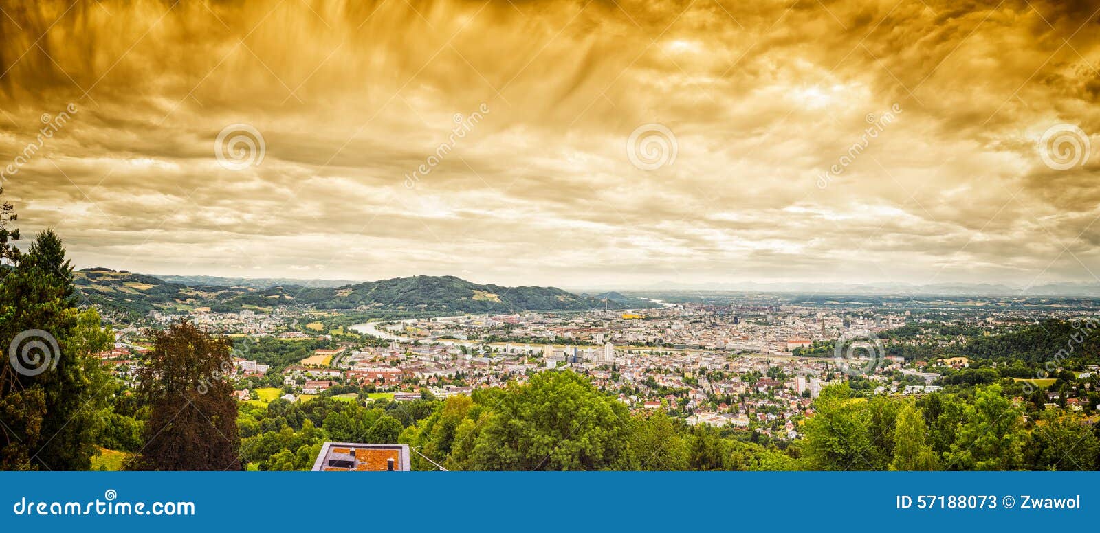 Dramatic Linz Panorama stock image. Image of scene, center - 57188073