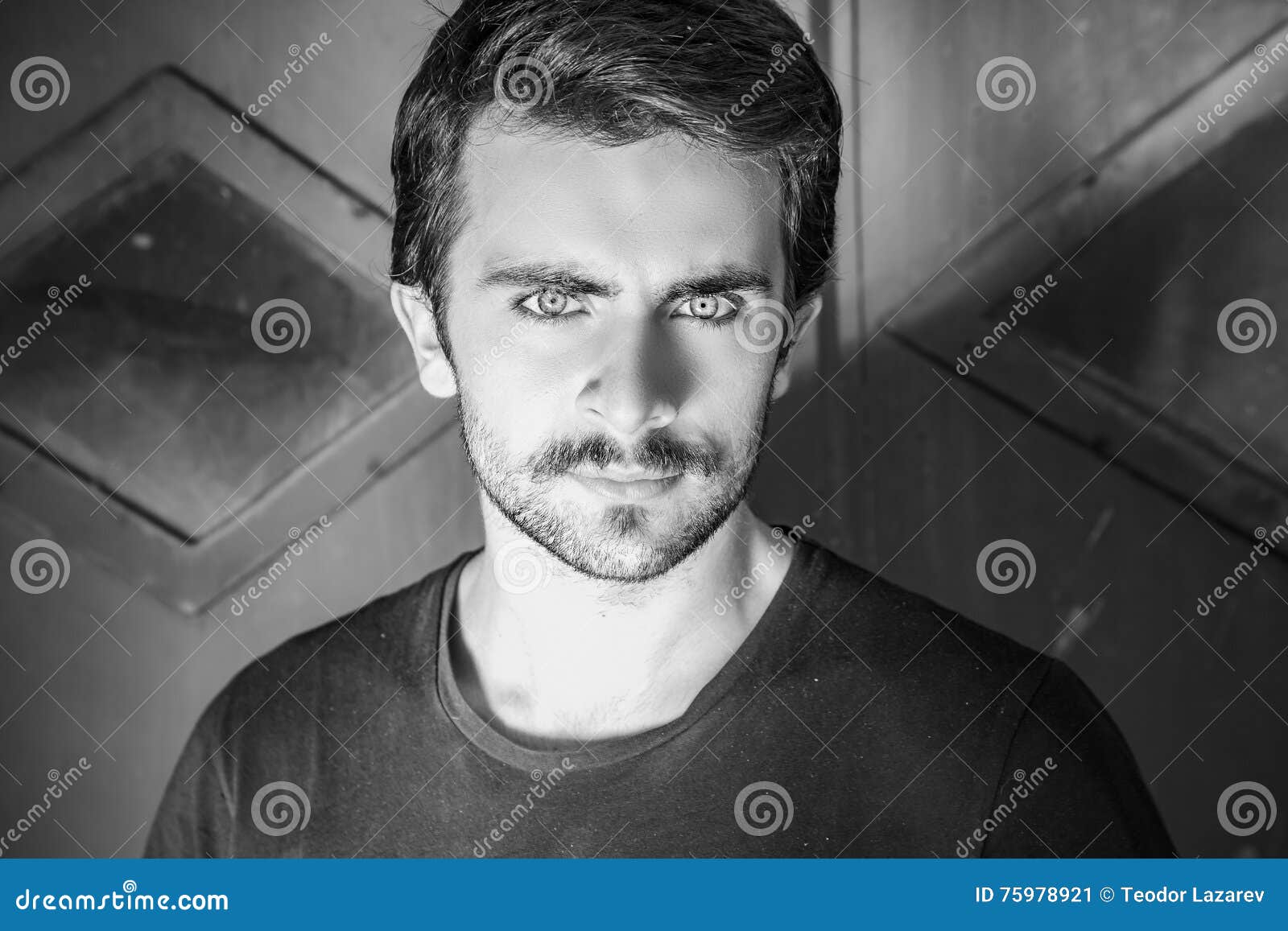 Dramatic Man in Black and White Stock Image - Image of male, contrast ...
