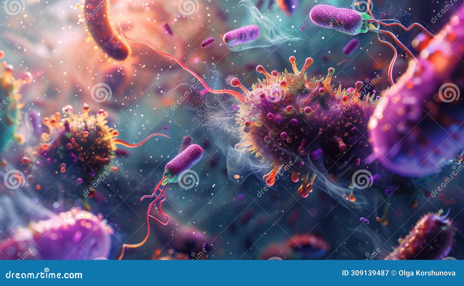 Dramatic Microscopic Battle between Bacteria and Antibiotics Stock ...