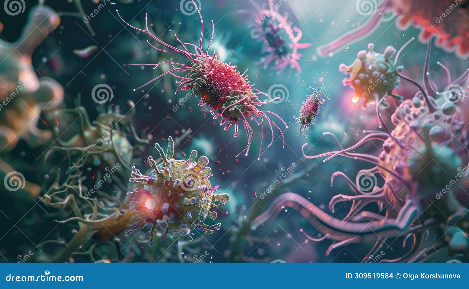 Dramatic Microscopic Battle between Bacteria and Antibiotics Stock ...