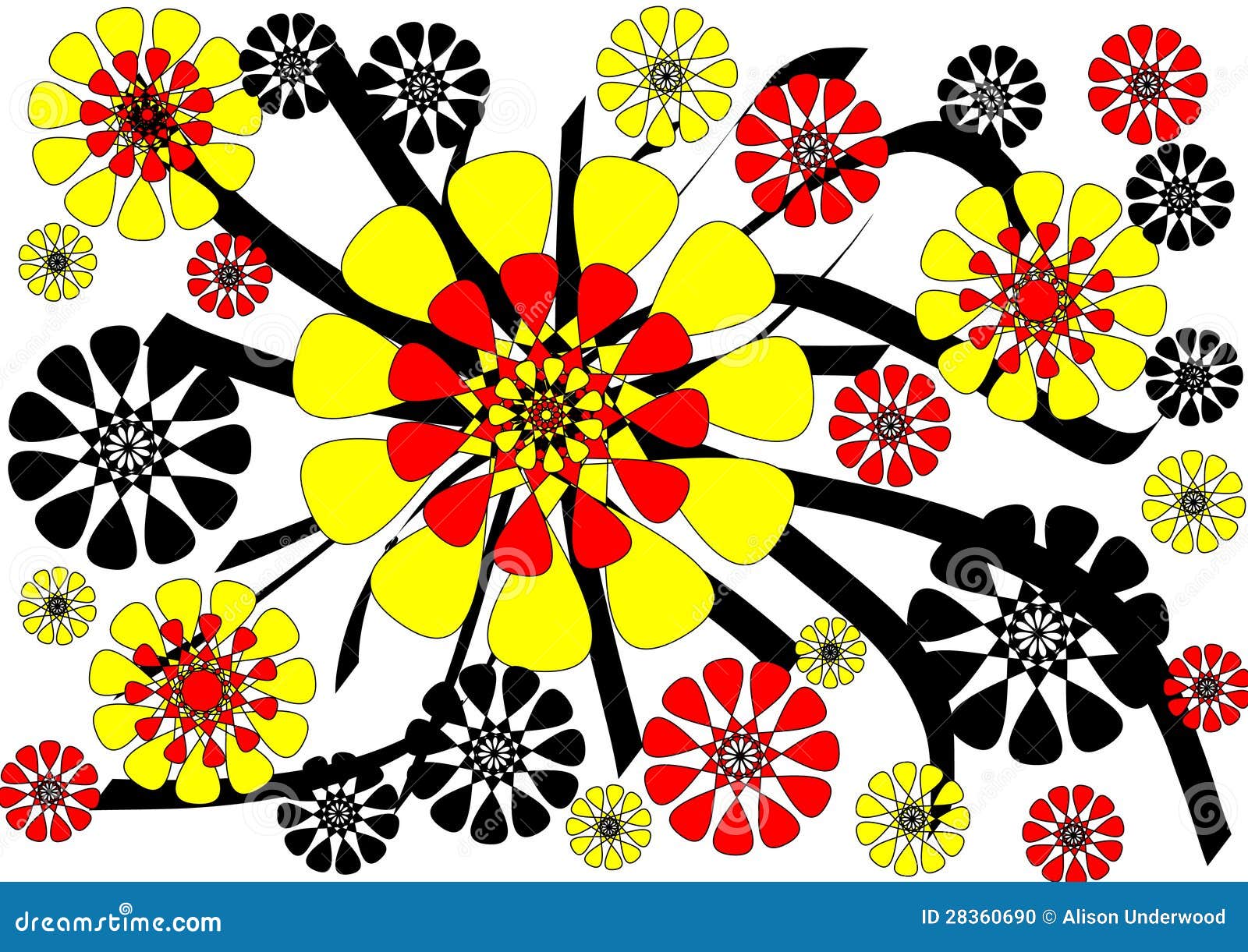 Dramatic Modern Abstract Floral Design on White Background Stock ...