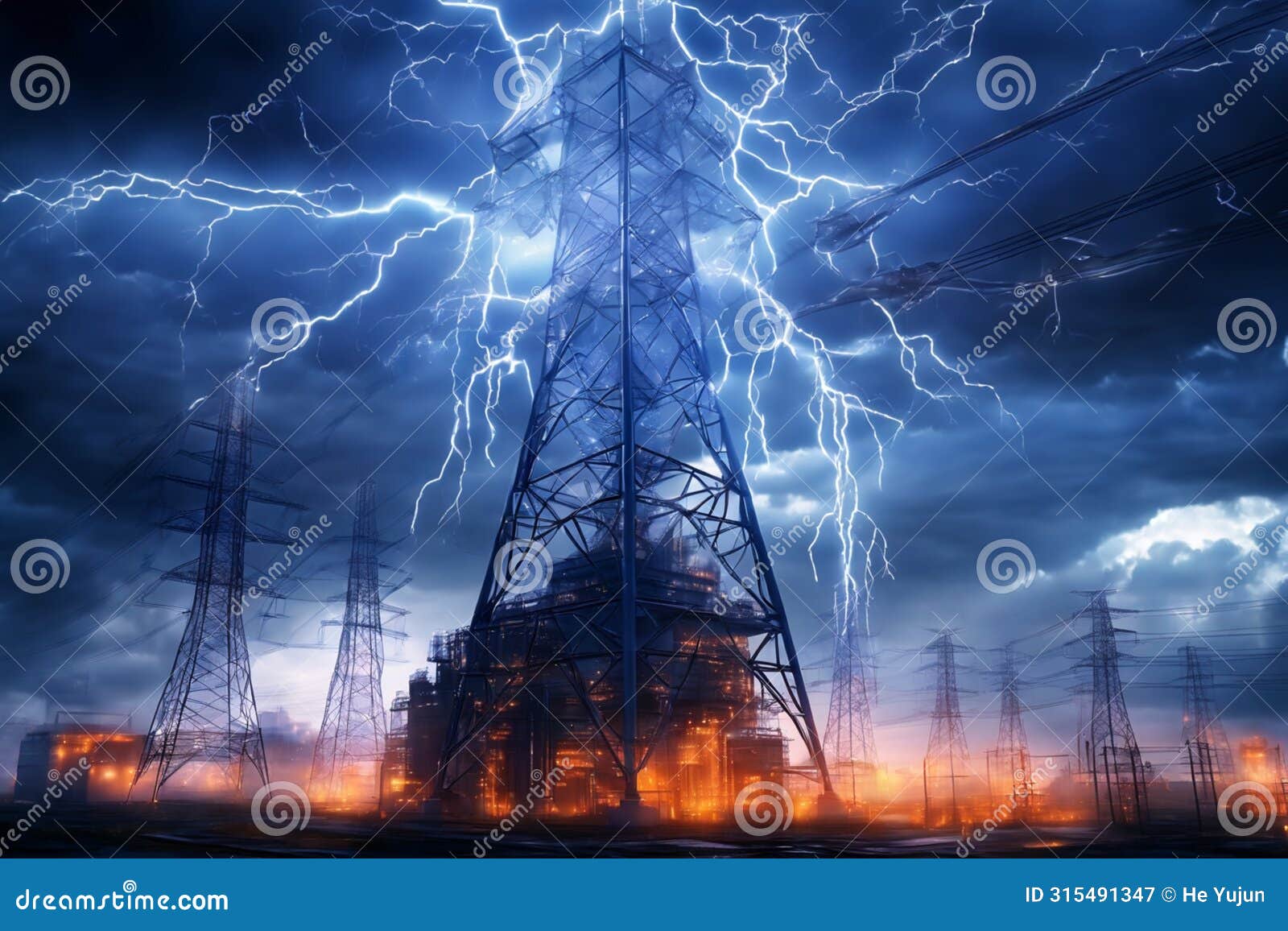 Electrifying Power Surge: Lightning Strikes Transformer Description ...