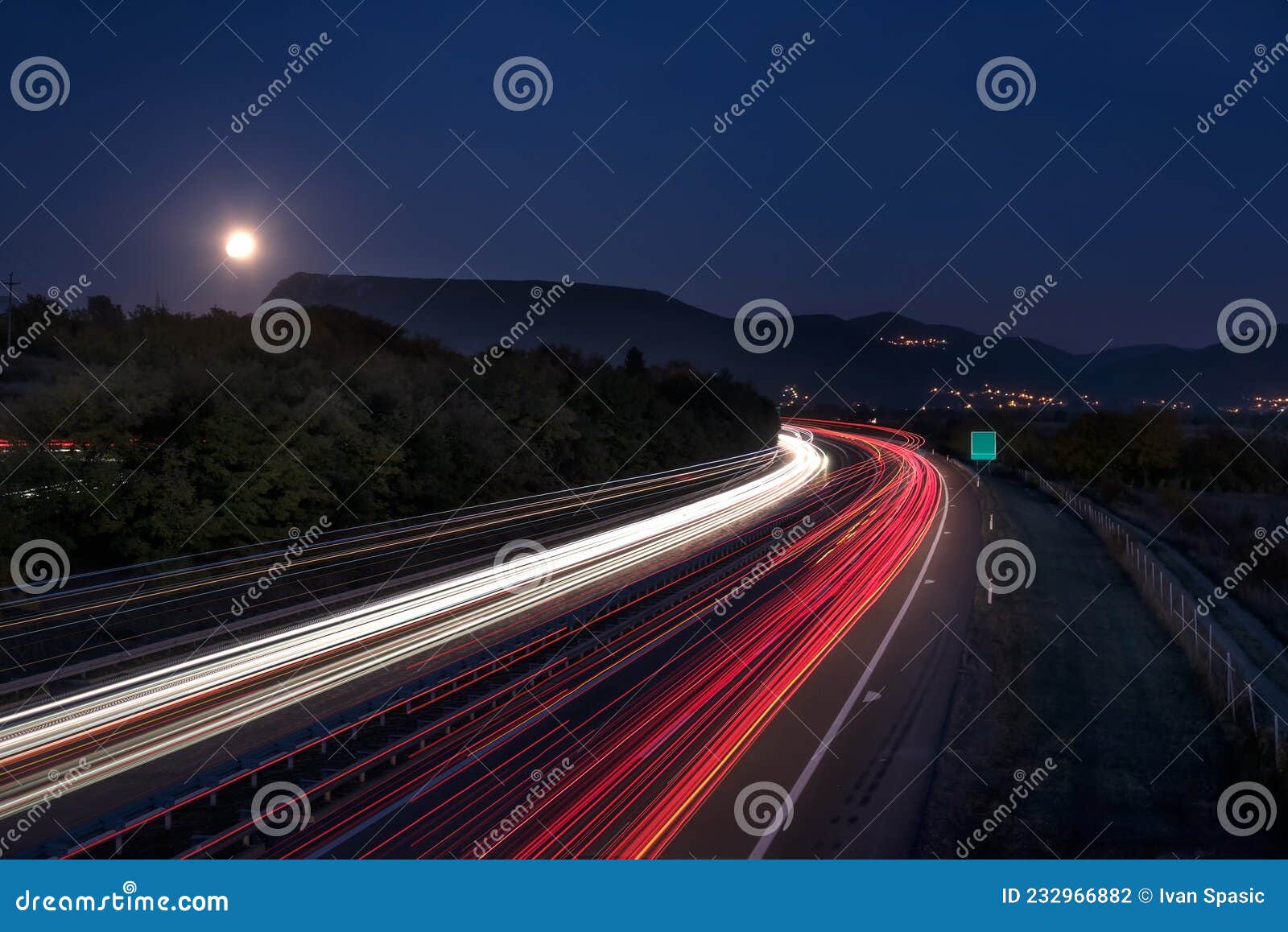 Car light trails at night stock photo. Image of highway - 232966882