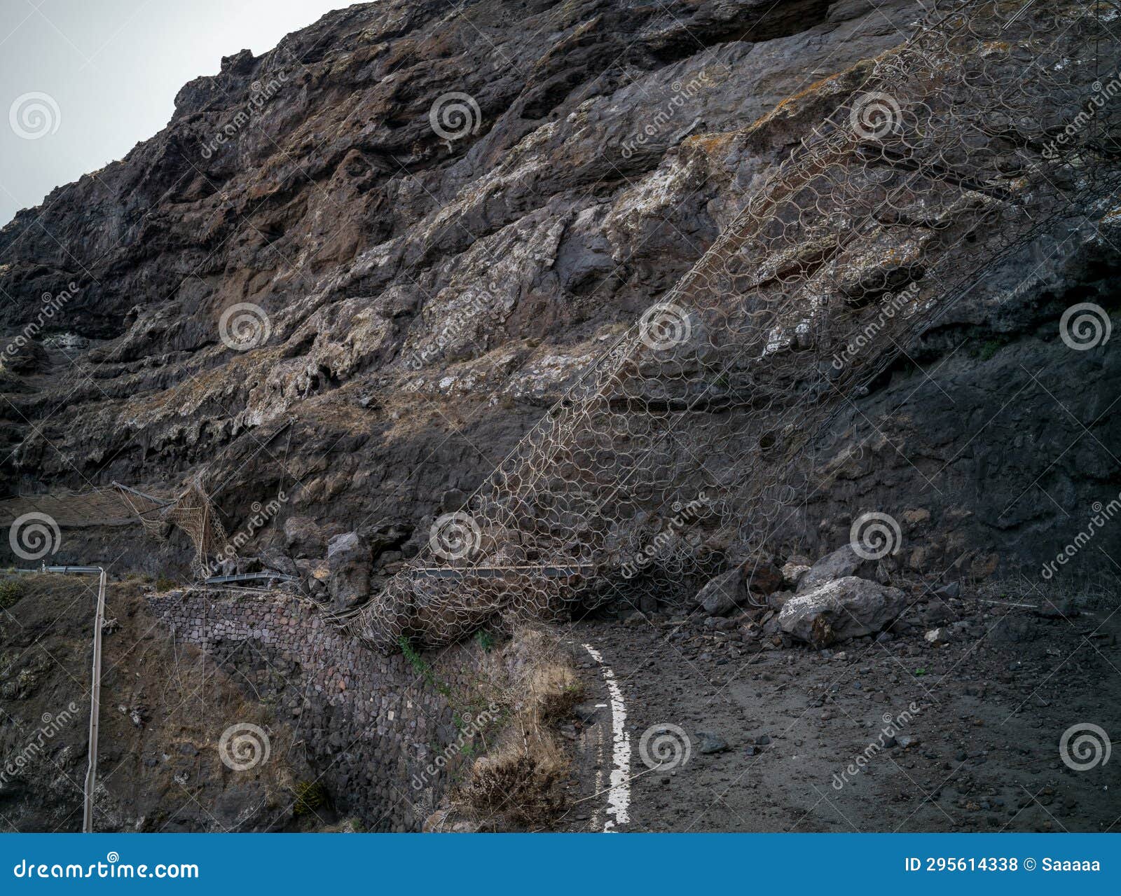 Dramatic Mountain Collapse Over Roadway Disrupting Communication Stock ...