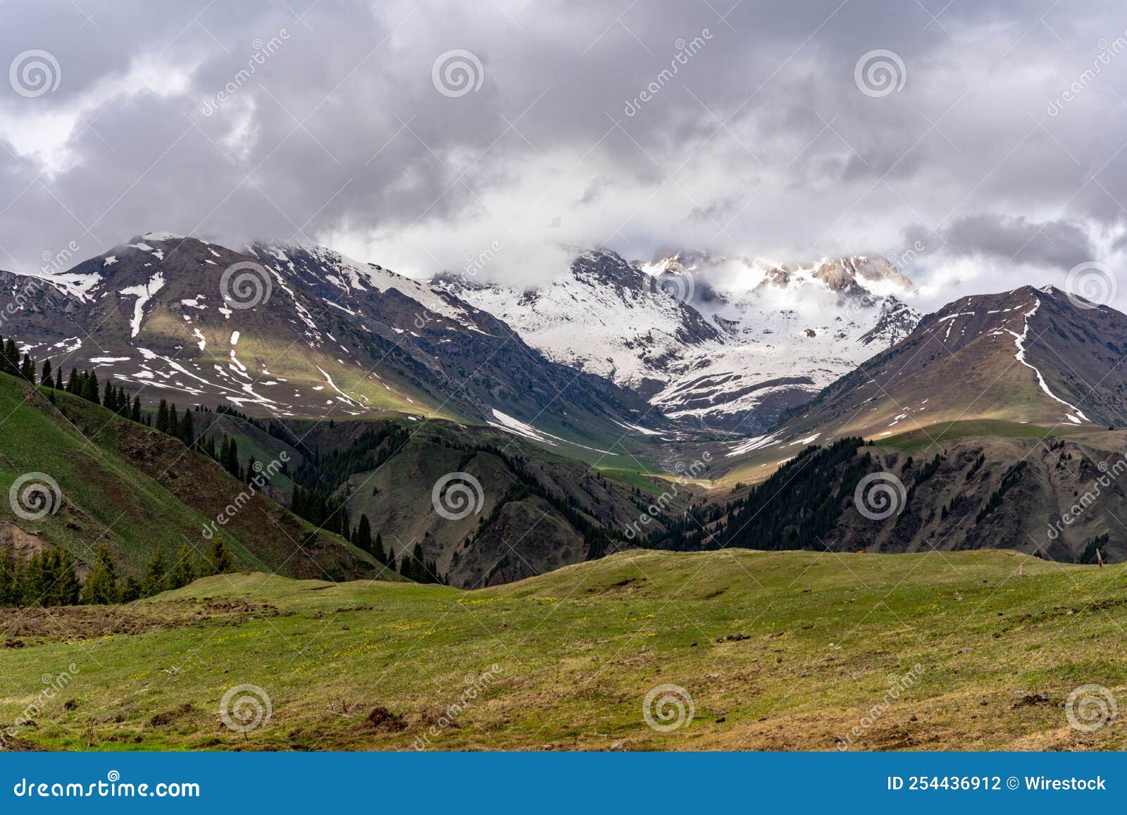 Dramatic Mountains Scenery Under the Cloudy Sky Stock Photo - Image of ...