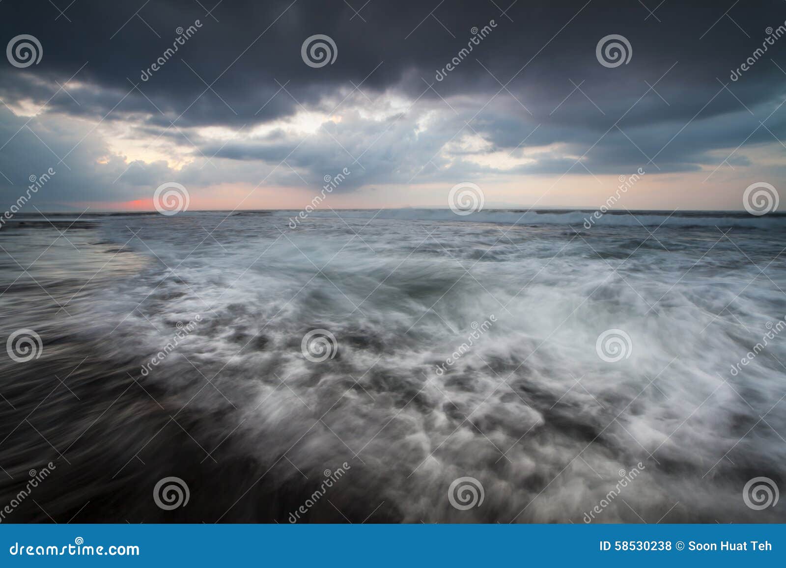 Dramatic Movement of Wave and Clouds Stock Photo - Image of effect ...