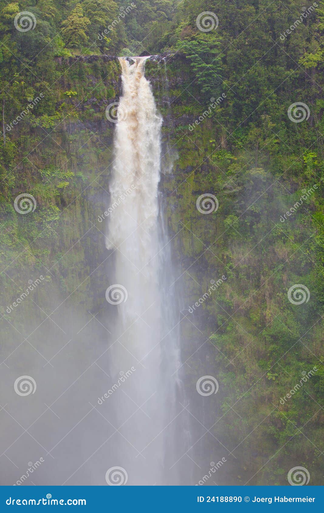 Dramatic, Natural, Tall Waterfall in Rain Forest Stock Photo - Image of ...