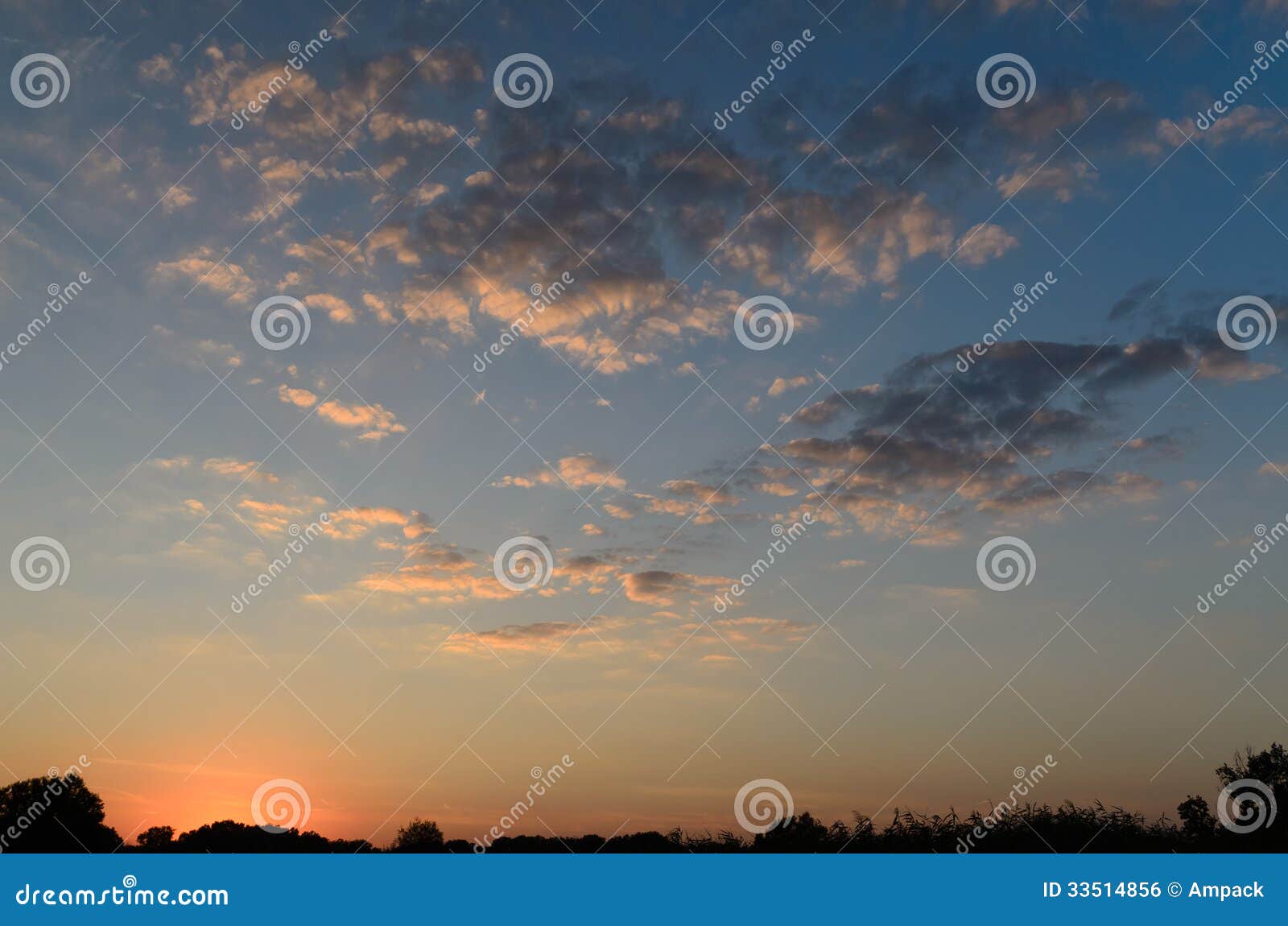 Dramatic Nature Image with Horizon Line at Sunset Stock Photo - Image ...