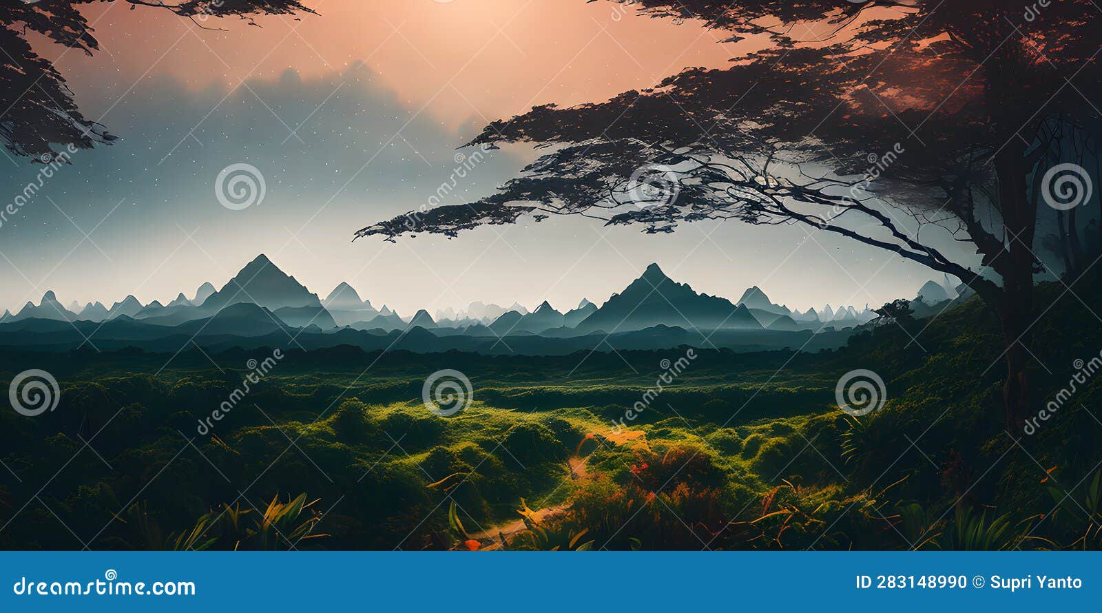 Dramatic Nature Landscape By Swarm Of Clouds Stock Photography ...