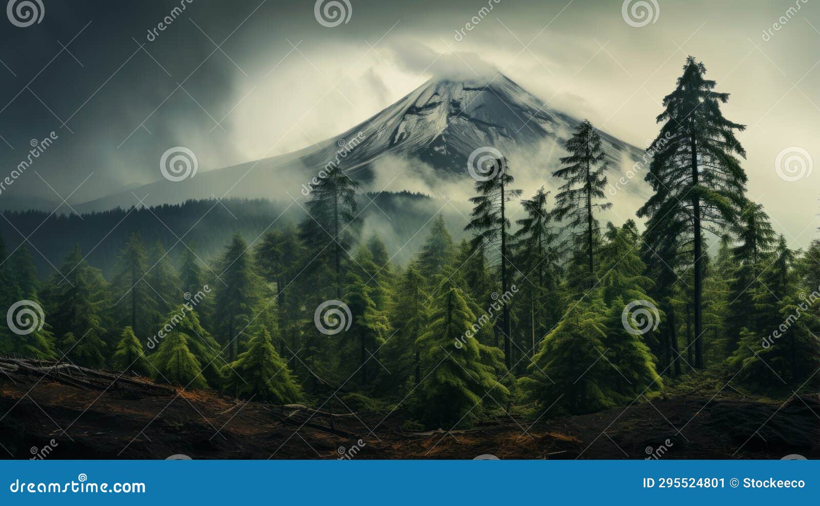 Dramatic Neo-traditional Japanese Landscape: Volcano, Forests, and Rain ... Dramatic Neo-traditional Japanese Landscape: Volcano, Forests, and Rain ...