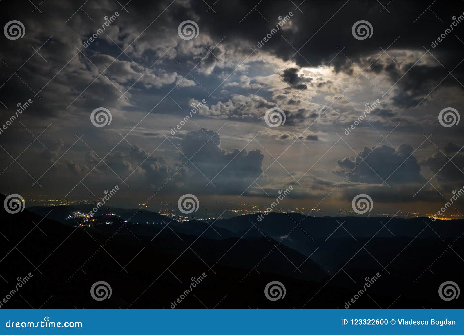 Dramatic Night with Clouds and Moon Stock Photo - Image of dramatic ...