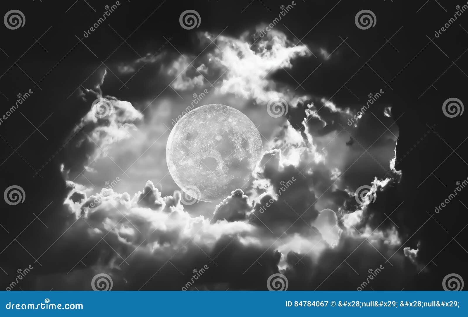 Dramatic of Night Sky and Clouds with Full Moon. Stock Image - Image of ...