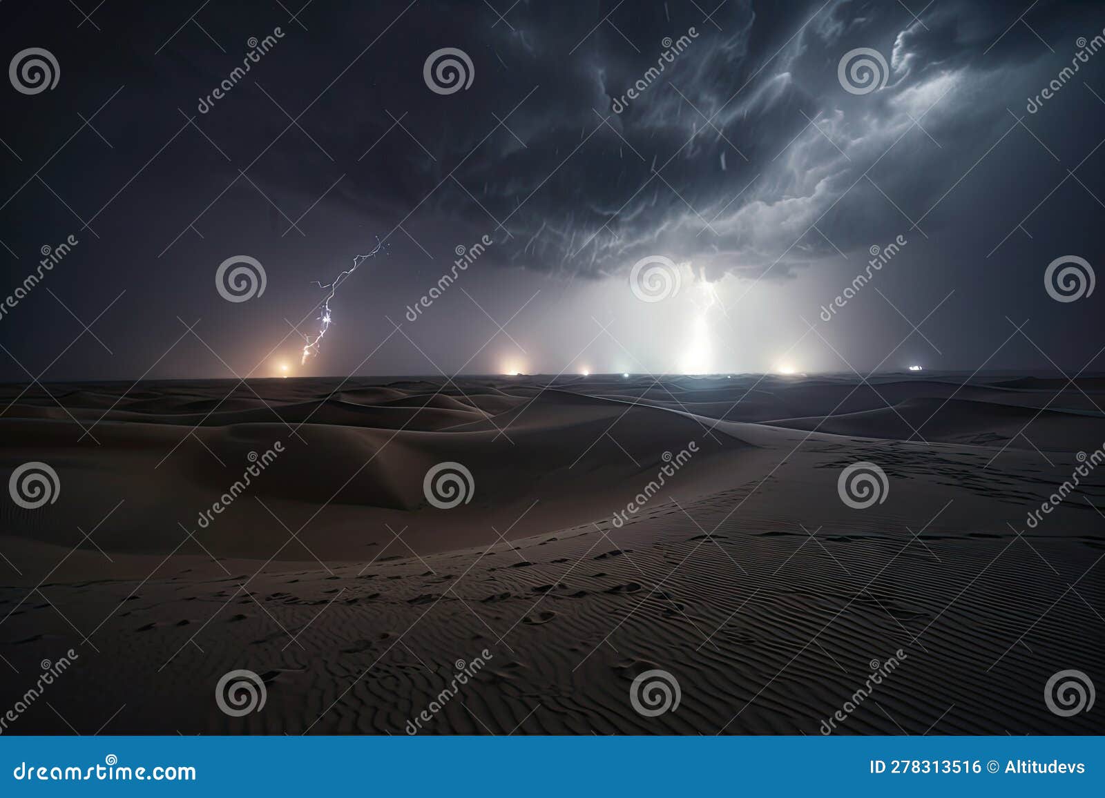 Dramatic Night Sky Filled with Lightning, Visible Even through the ...