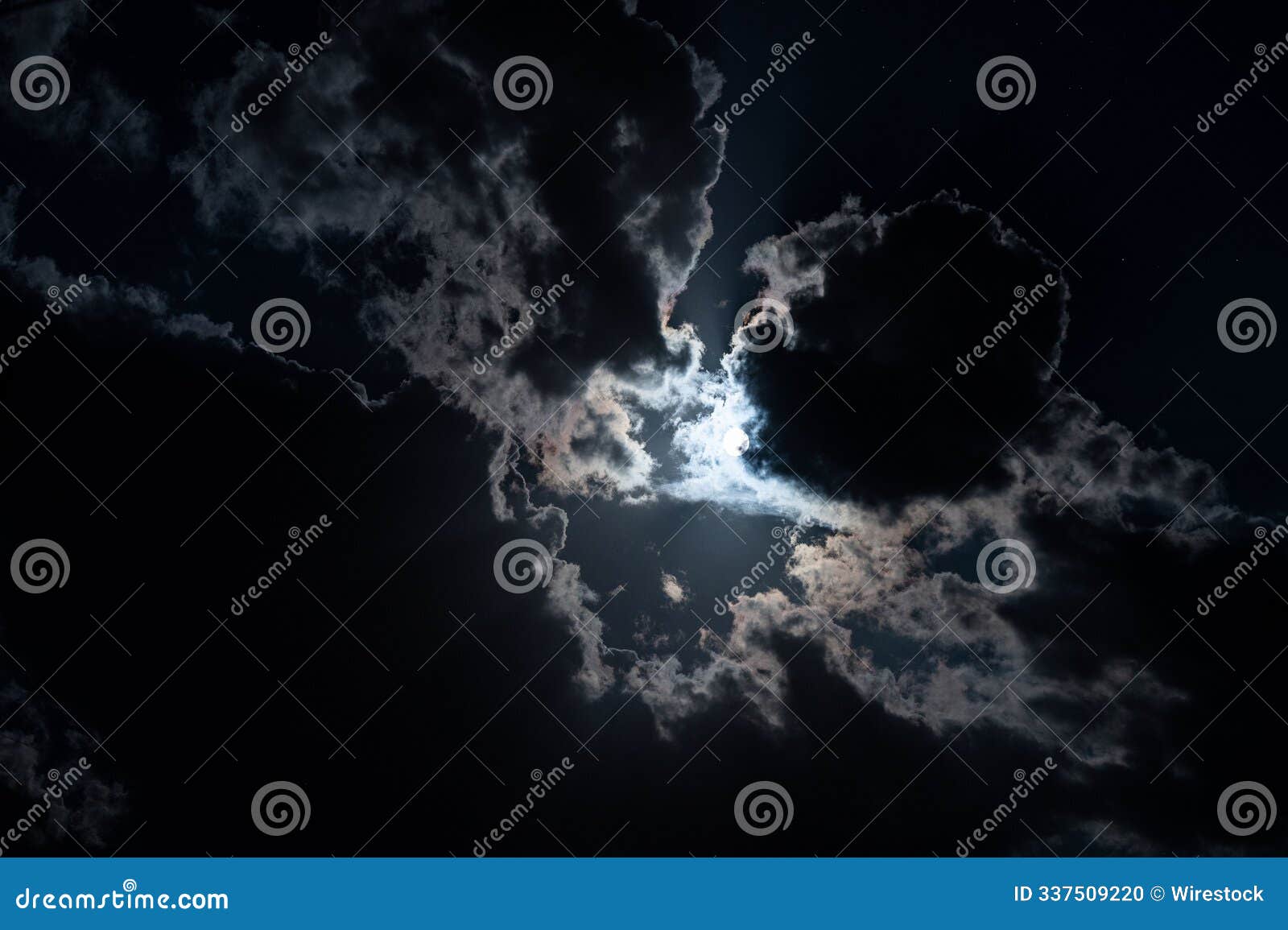 Dramatic Night Sky with Moon and Clouds. Stock Photo - Image of ...
