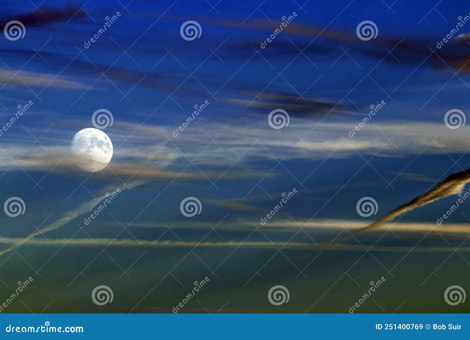 Full Supermoon in Dramatic Blue Sky and Clouds Stock Image - Image of ...