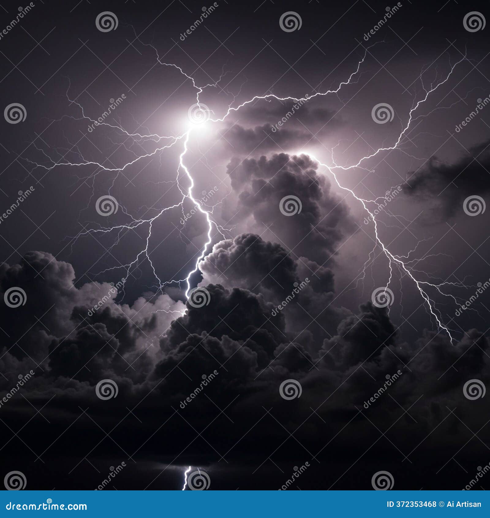 Lightning In A Dense Forest A Jagged Lightning Bolt Splits The N Stock ...