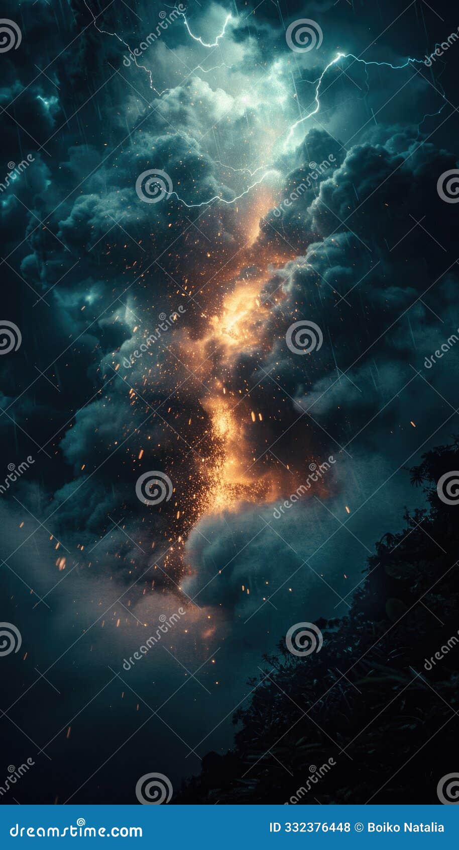 Dramatic Nighttime Storm Illuminates Dark Clouds with Bright Flashes ...