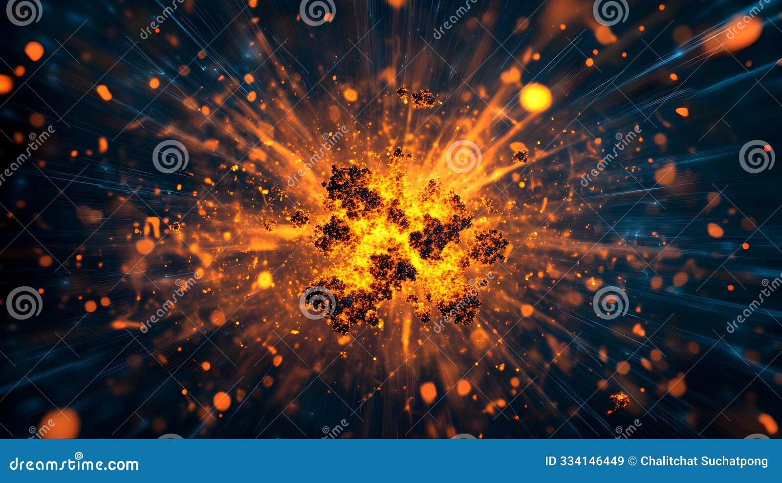 Dramatic Nuclear Fission Explosion with Scattering Atomic Particles and ...
