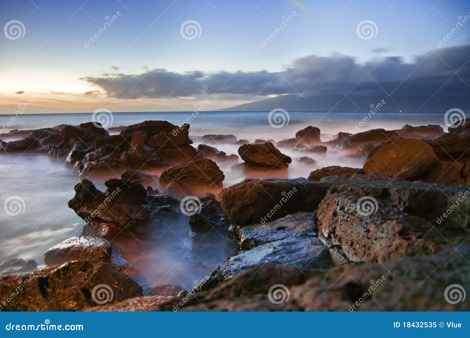 Dramatic Ocean Sea with Dark Purple Stock Image - Image of rock ...