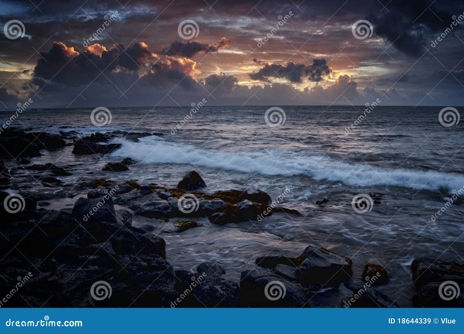 Dramatic Ocean Sea with Dark Purple Stock Image - Image of coast ...
