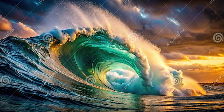 Dramatic Ocean Wave Crash in Low Light a Powerful Display of Natures ...