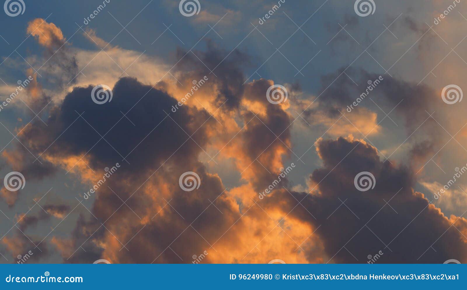 Dramatic Orange Blue Clouds Sky Background Stock Photo - Image of ...