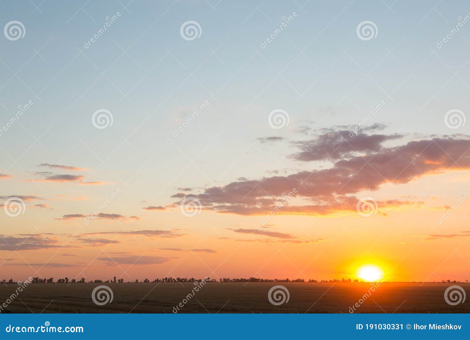 Dramatic Orange Sunset Over the Field Stock Image - Image of nature ...