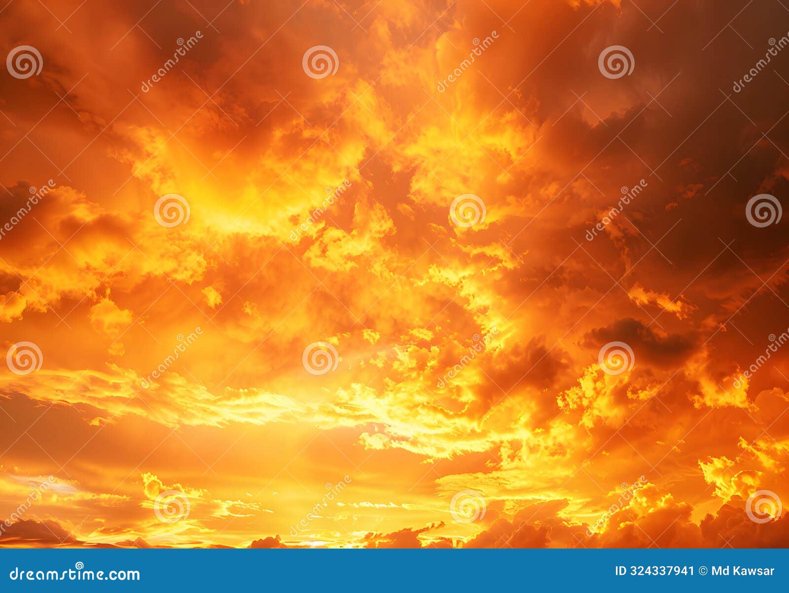 Dramatic Orange and Yellow Sunset Sky Stock Illustration - Illustration ...