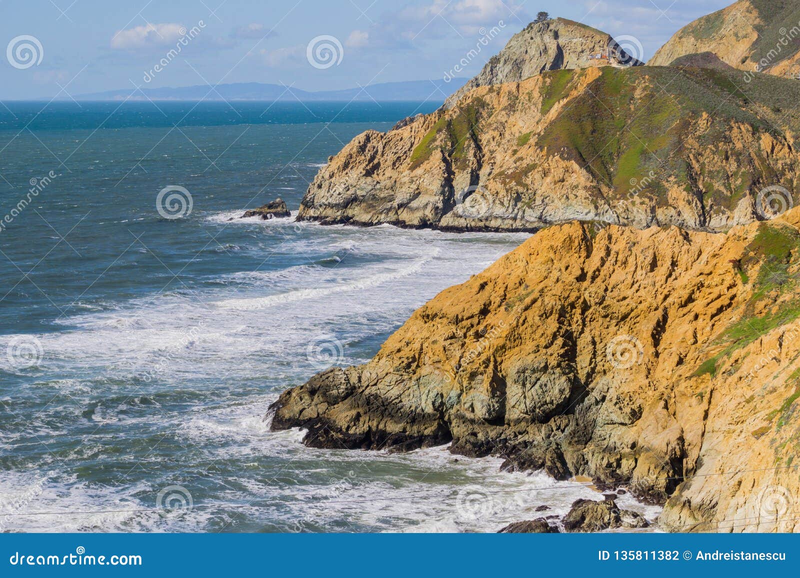Dramatic Pacific Ocean Coastline at Devil`s Slide Point Near Pacifica ...